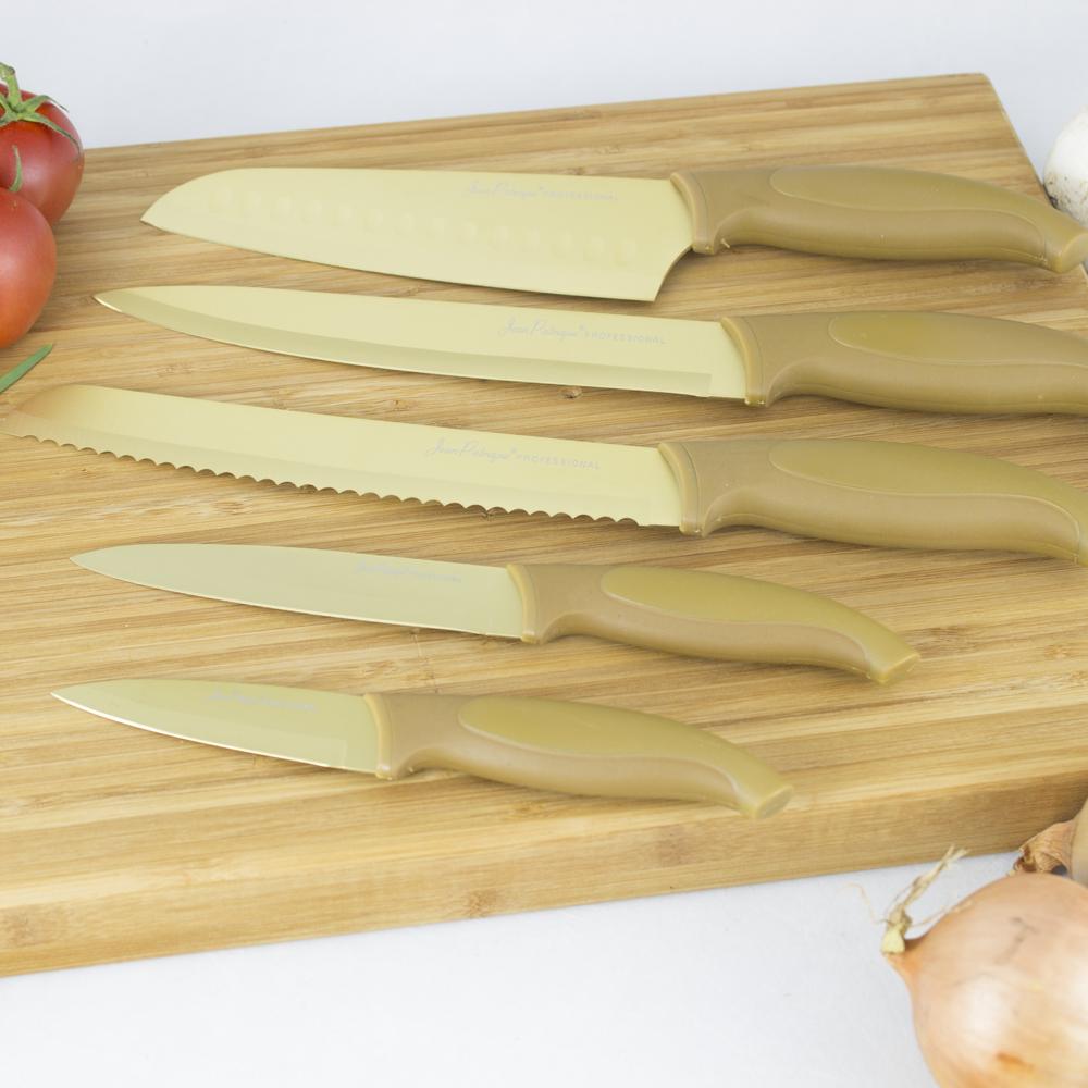 5-Piece Titanium Knife Set - Gold Blades/ Handles – Jean Patrique ...